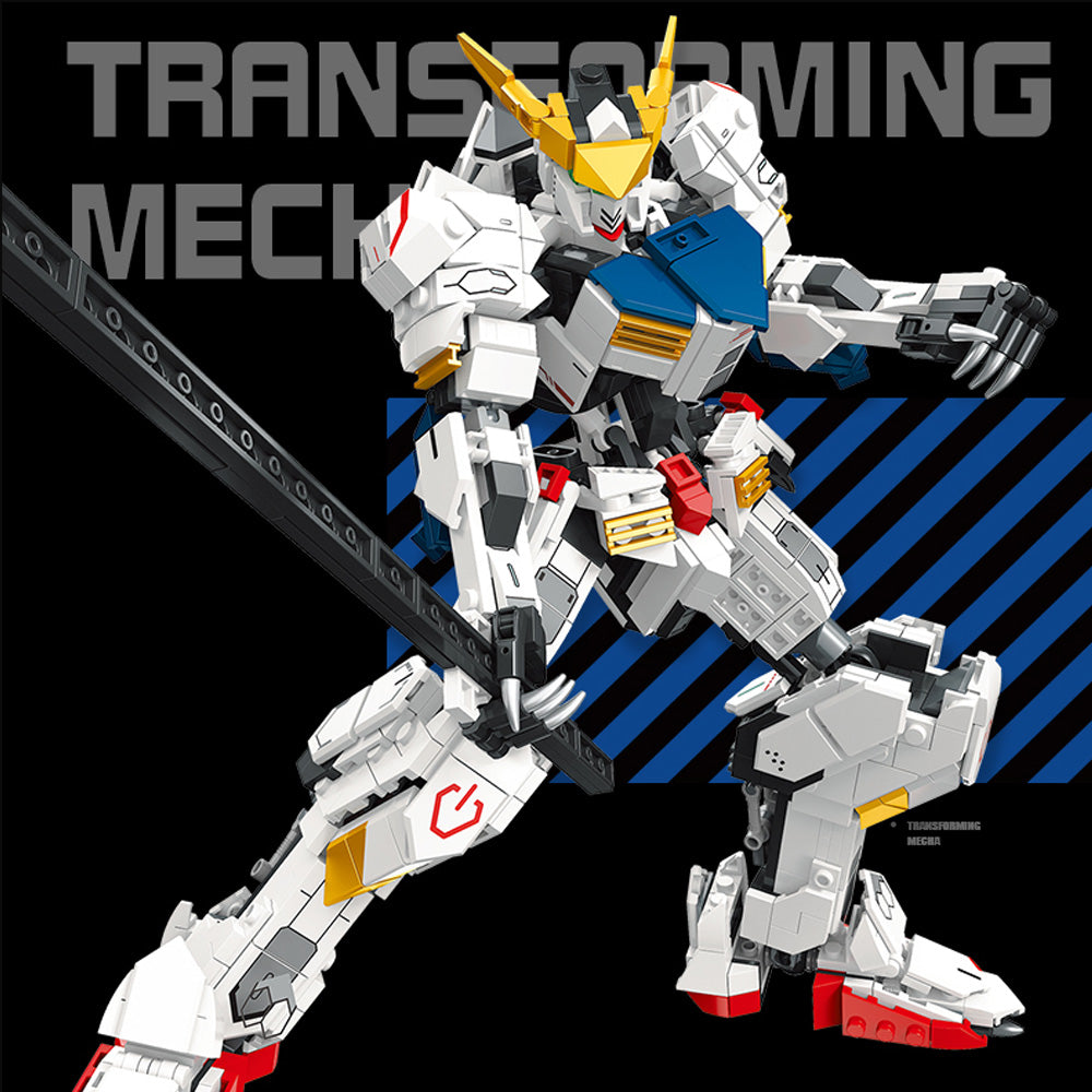 Transforming MECHA White Building Blocks Set Two Forms Building Deform ...